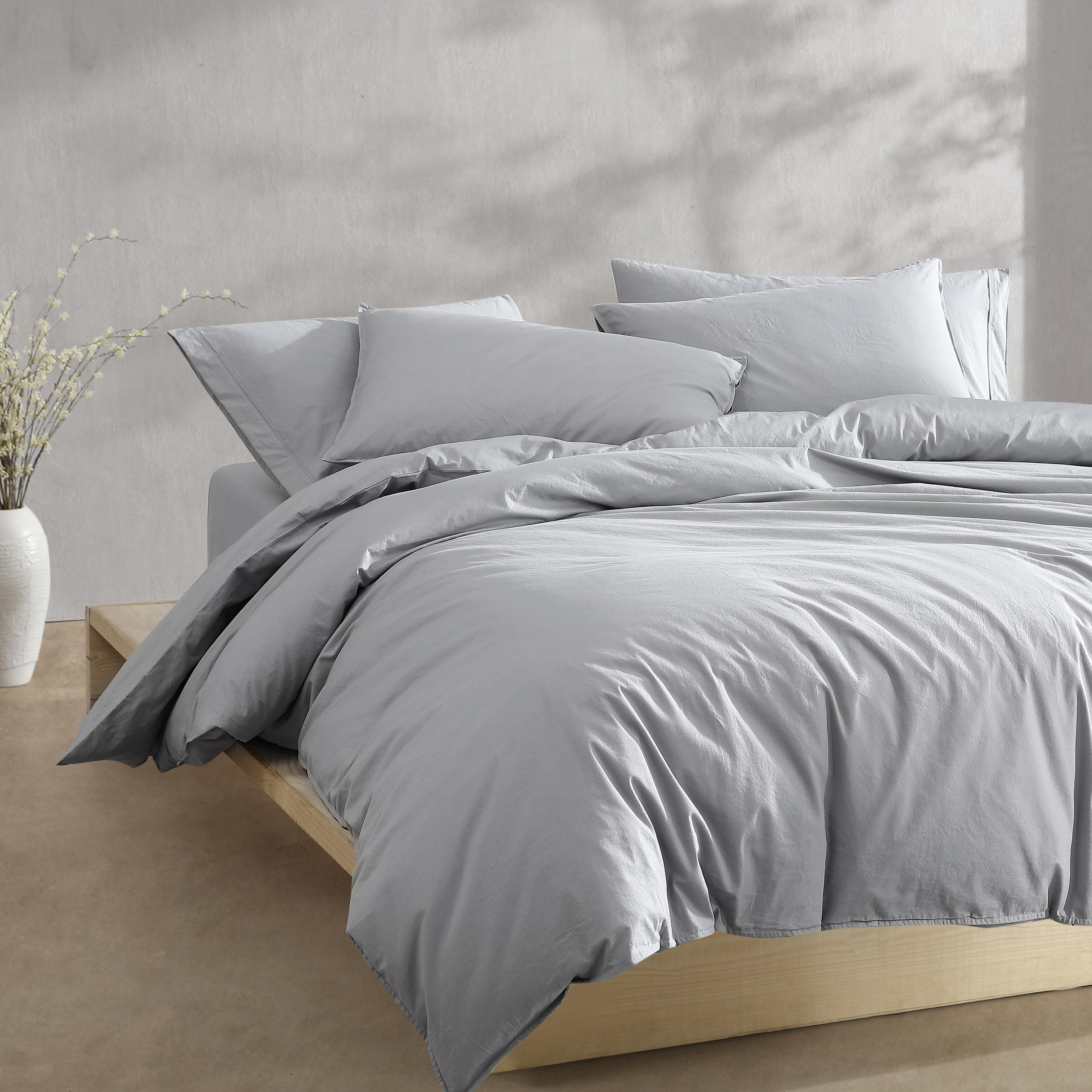 Calvin Klein Washed Percale Solid Cotton Duvet Cover Set & Reviews ...