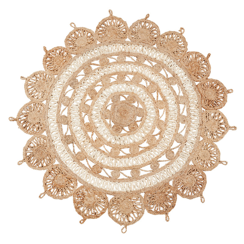 Saro Paityn Handmade Round 4' Jute/Sisal Area Rug in Brown | Wayfair