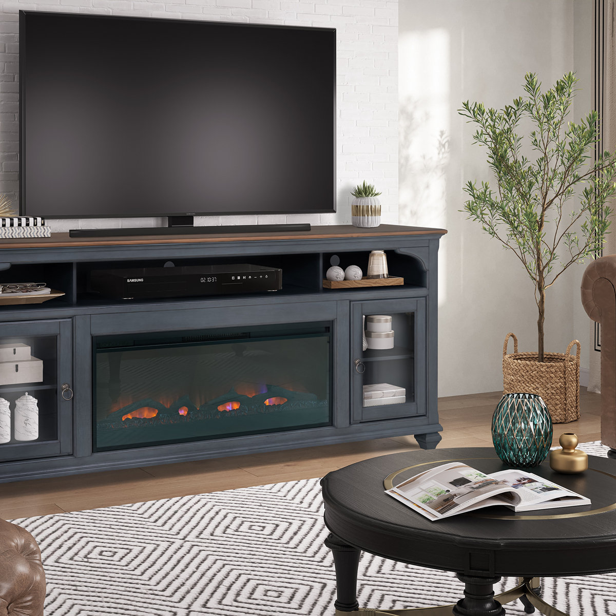 Longshore Tides Borroff 86 Inch Tv Console Media Center Electric ...