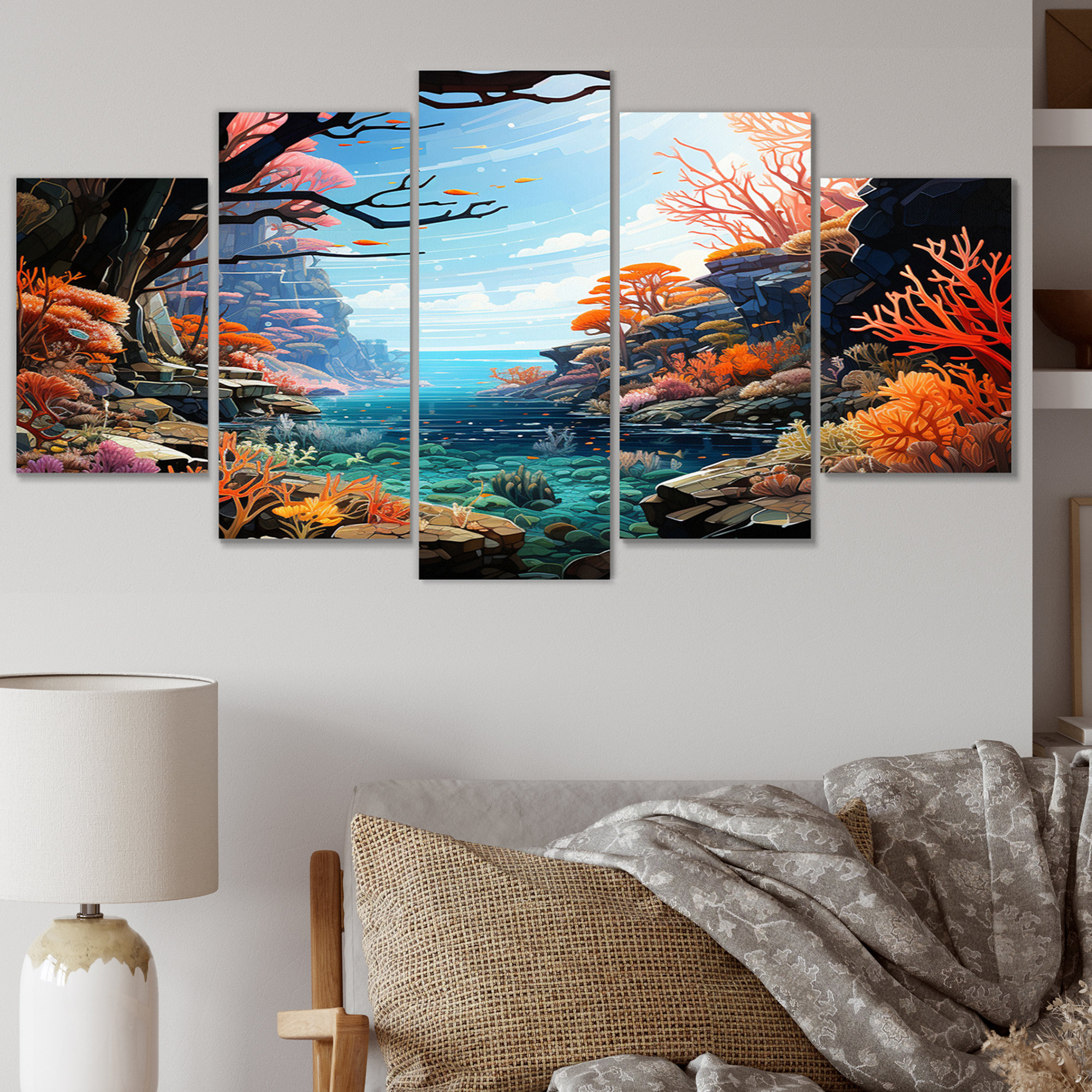 Dovecove Underwater Coral Reef Depths IV - Coral Metal Wall Decor Set ...