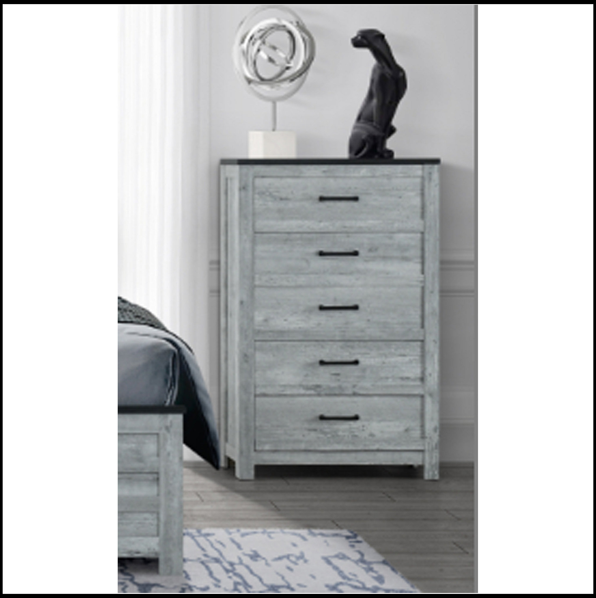 Gracie Oaks GREY WASH CHEST WITH BLACK TOP - Wayfair Canada
