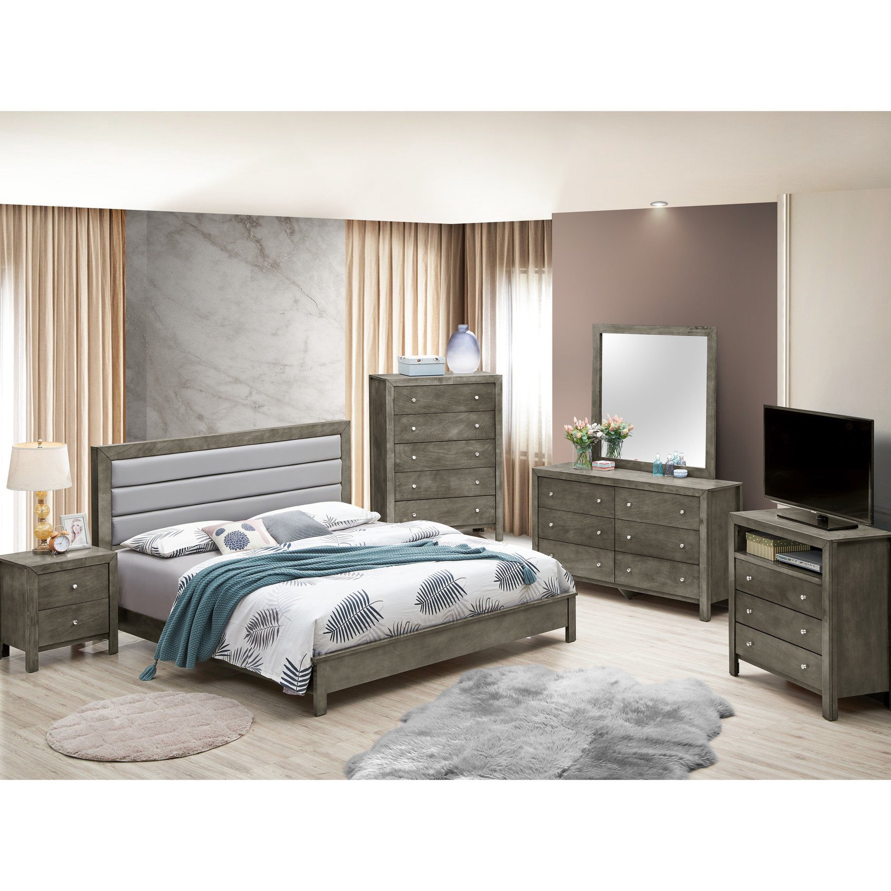 Latitude Run® Gray Queen Bed With Robust Design For A Comfortable Night ...