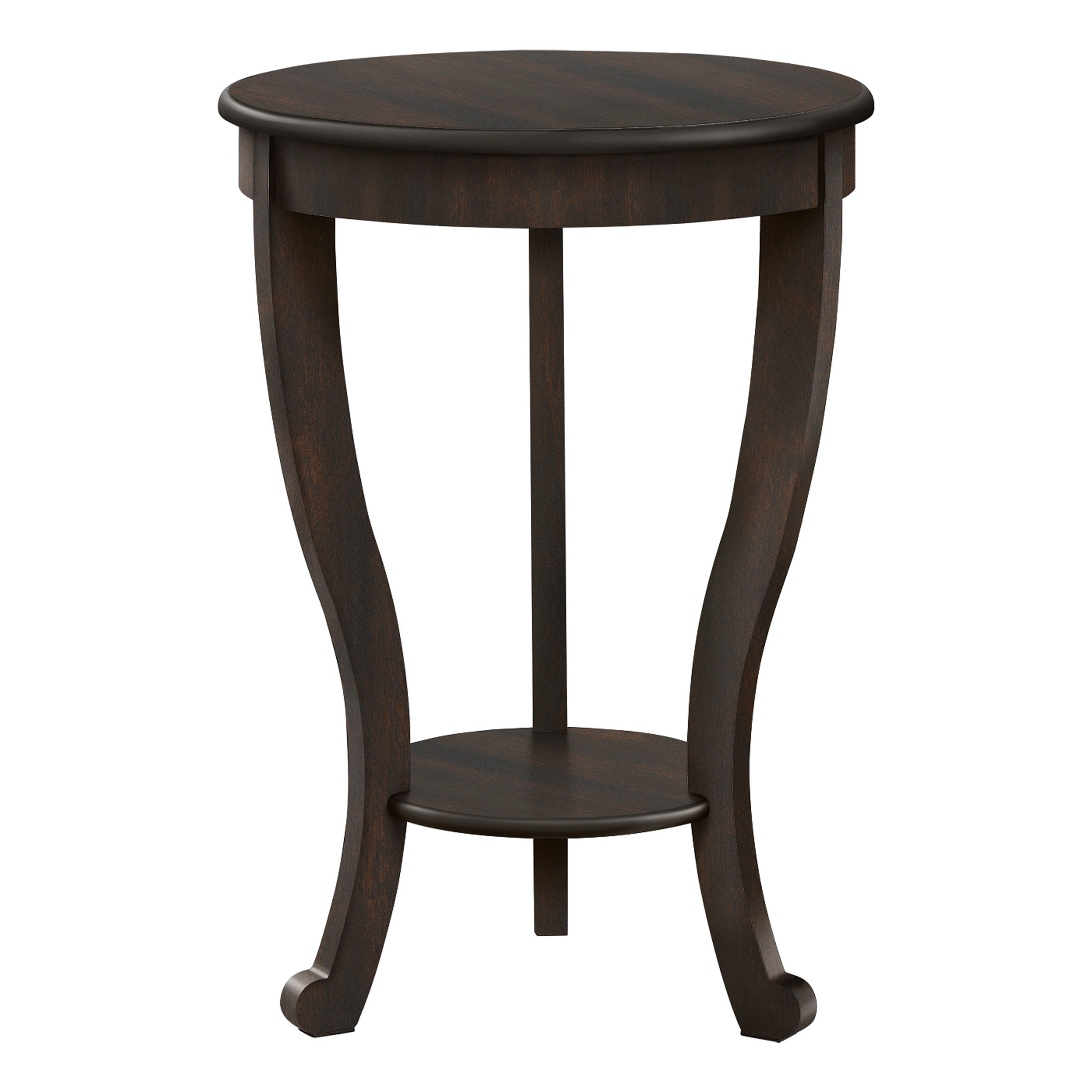 Benjara Accent Side Table, 18 Inch Round Top And Shelf, Flared Legs ...