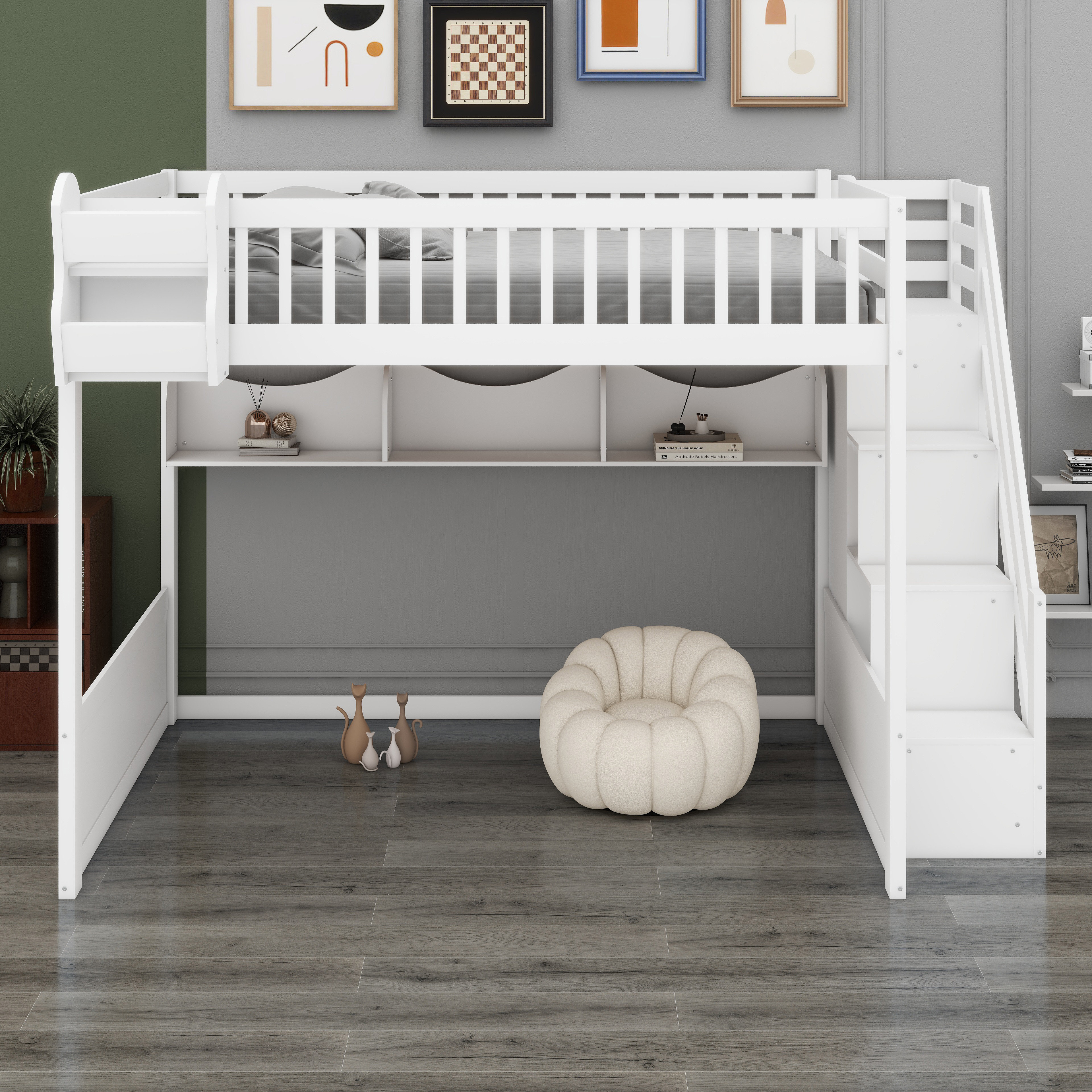 Latitude Run® Wooden Loft Bed With Staircase And Wardrobe - Wayfair Canada