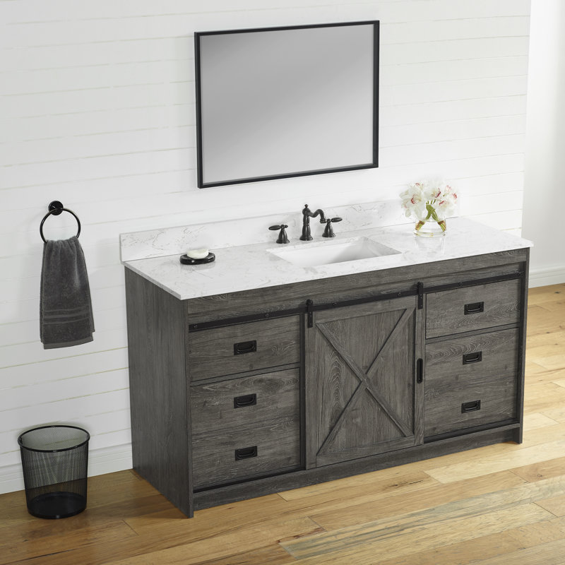 Sand & Stable Jillian 60'' Single Bathroom Vanity with Engineered Stone ...