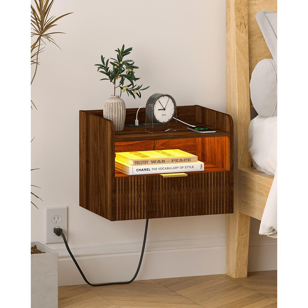 floating bedside table with led light