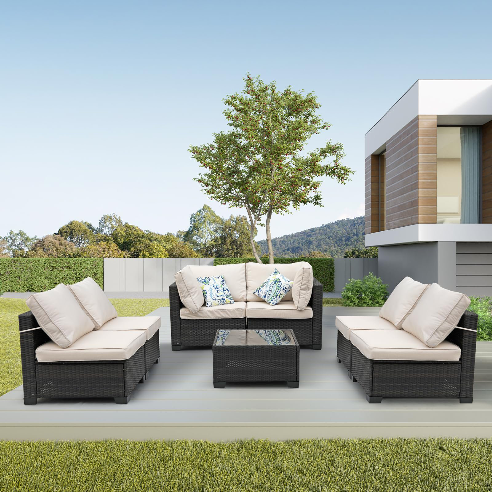 Latitude Run® 7 Pieces Outdoor Rattan Wicker Patio Set | Wayfair