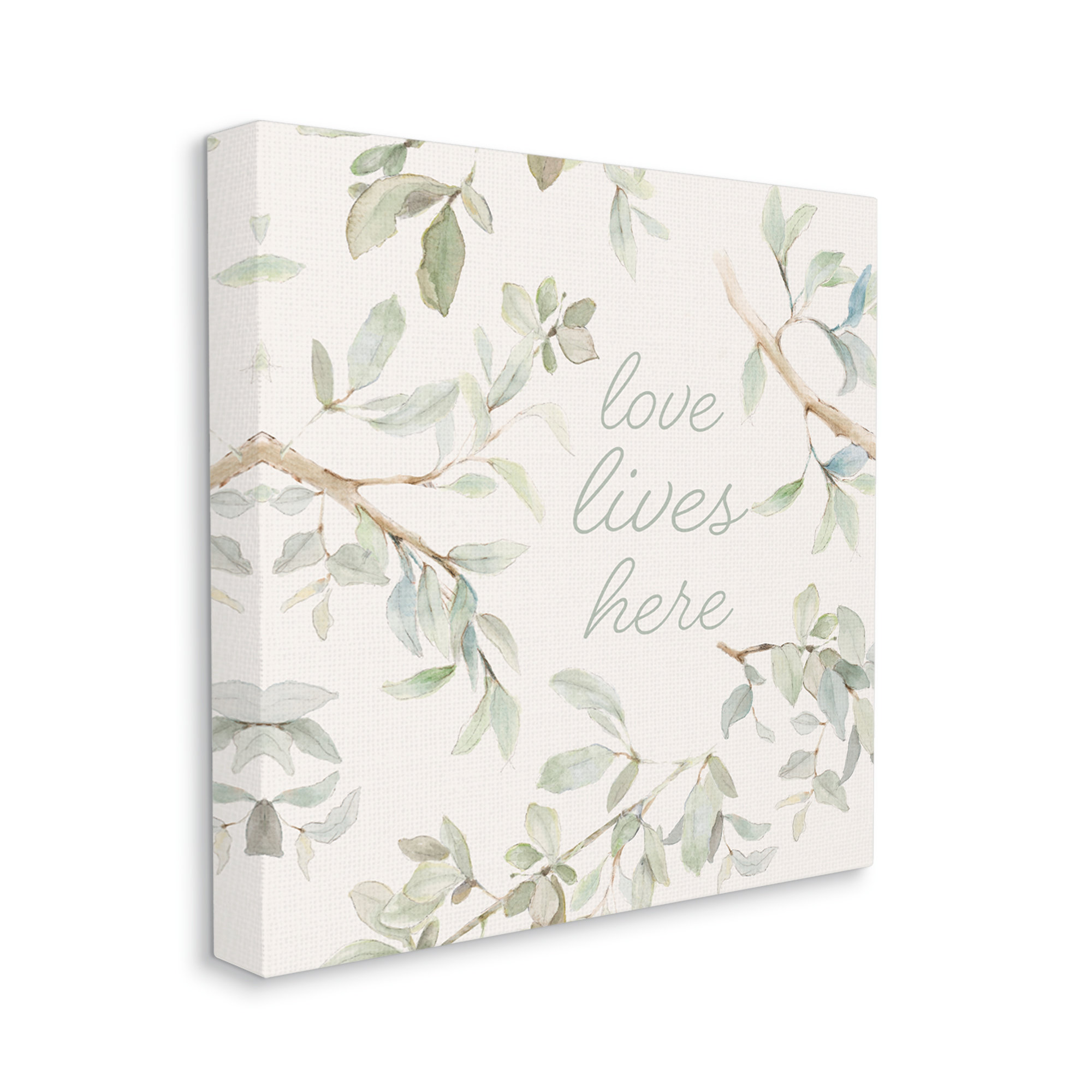 Stupell Industries Love Lives Here Cursive Botanical Branches Phrase ...