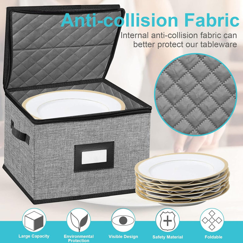 Passetas Fabric Dining Plates Storage with Felt Dividers Included | Wayfair