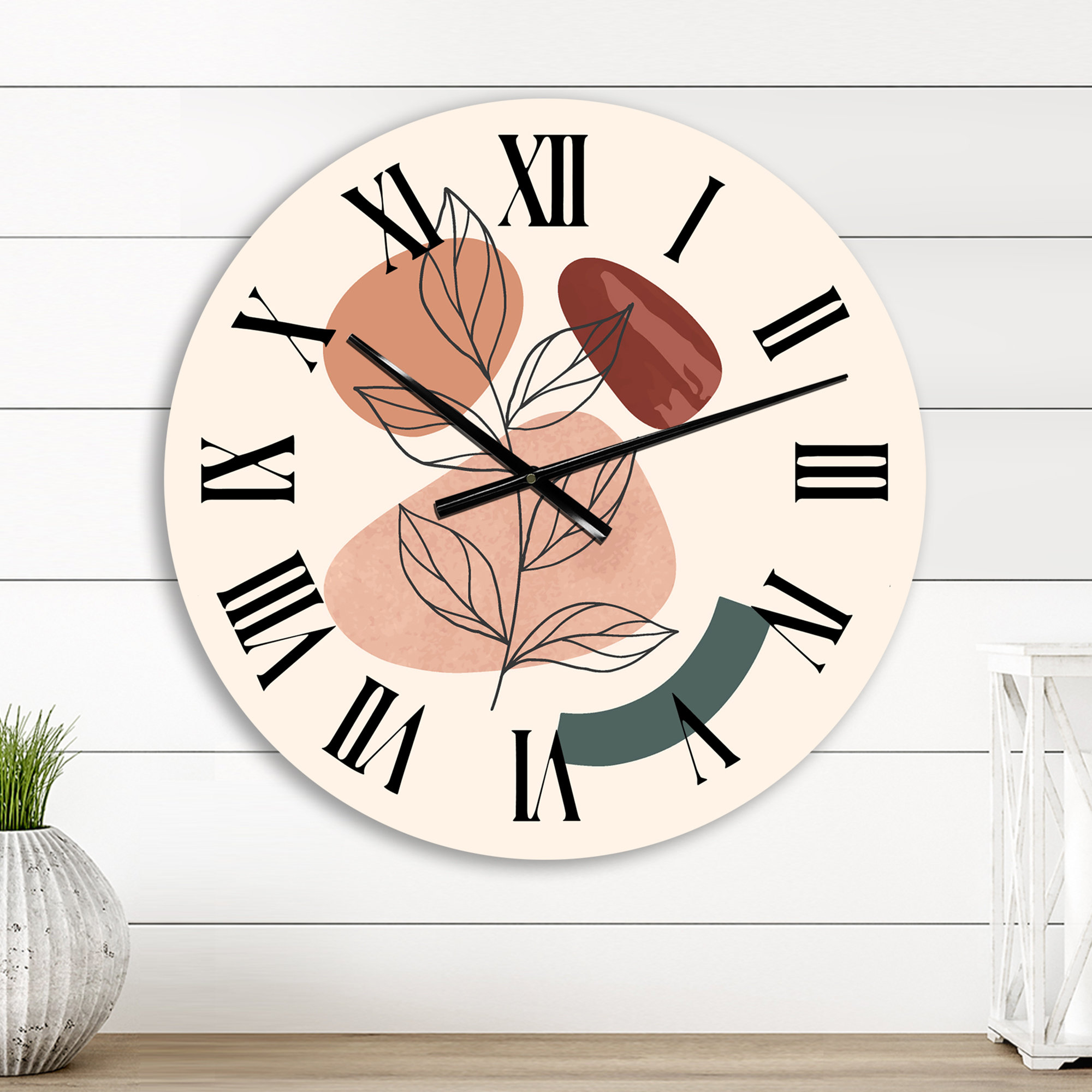 East Urban Home Terra Cotta Boho Drawing VIII Wall Clock | Wayfair