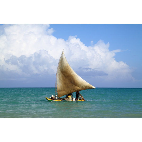 Breakwater Bay Wooden Fishing Raft On Canvas by Johncopland Print ...