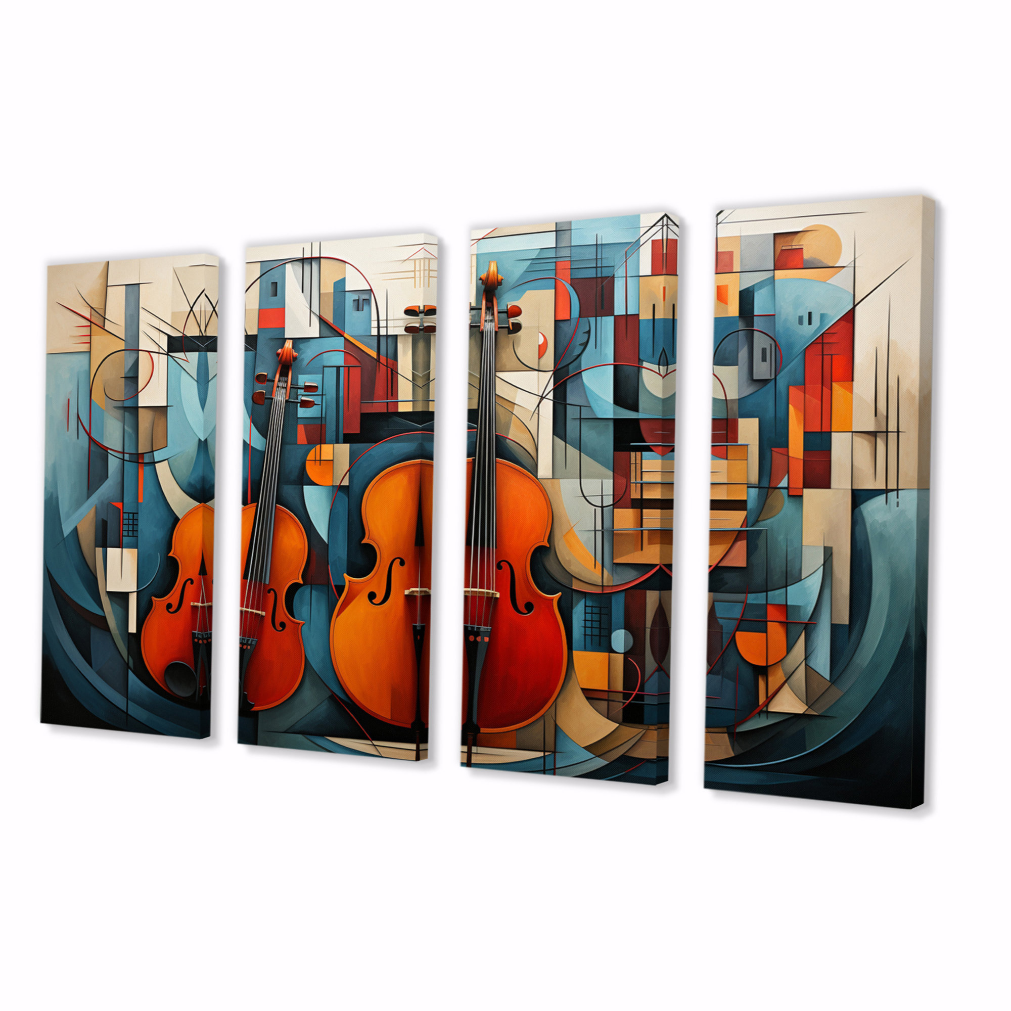 Design Art Cubism Music Forms I - Cubism Canvas Art Print - 4 Panels ...