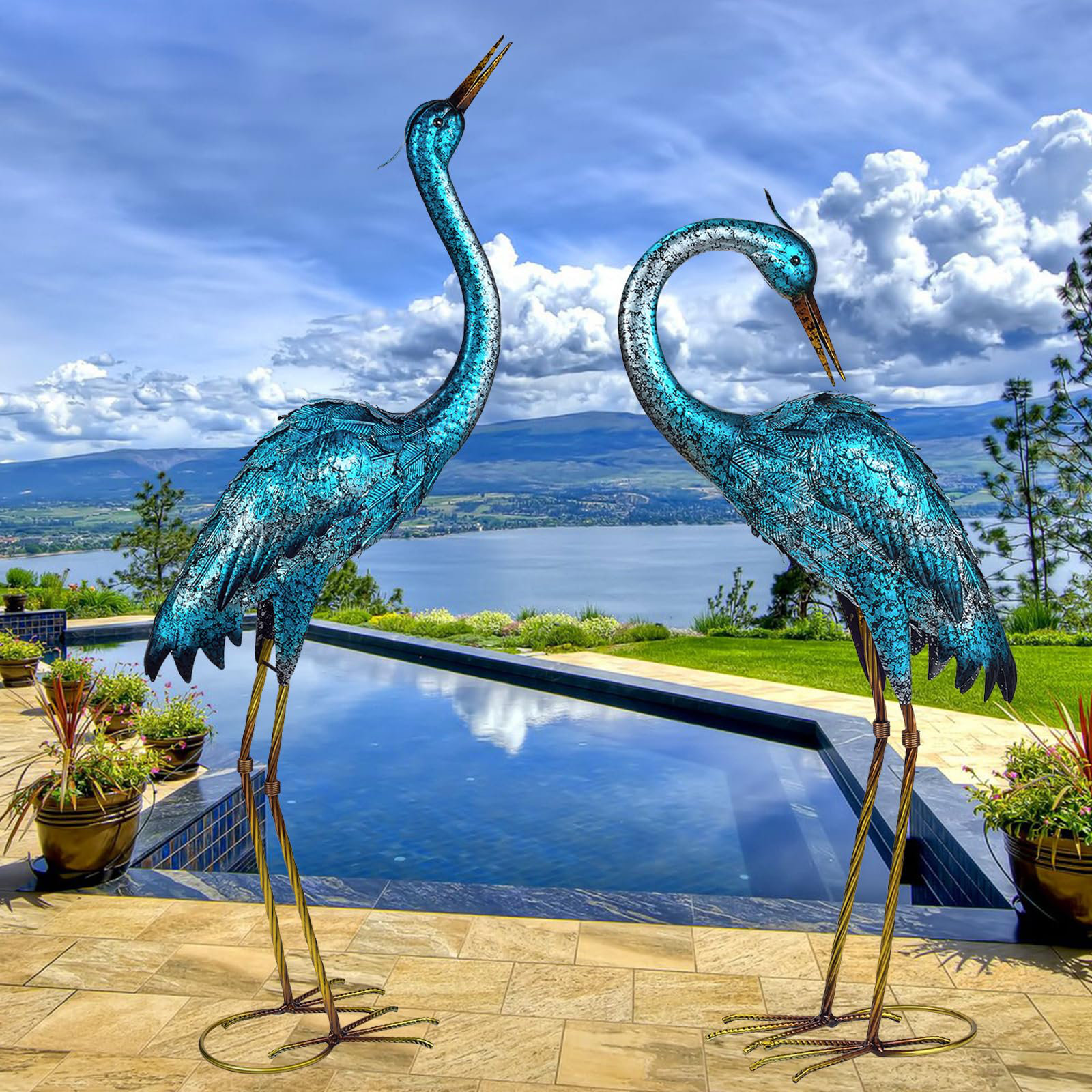 Beachcrest Home™ Garden Sculpture & Statues, Blue Heron Lawn Ornaments ...