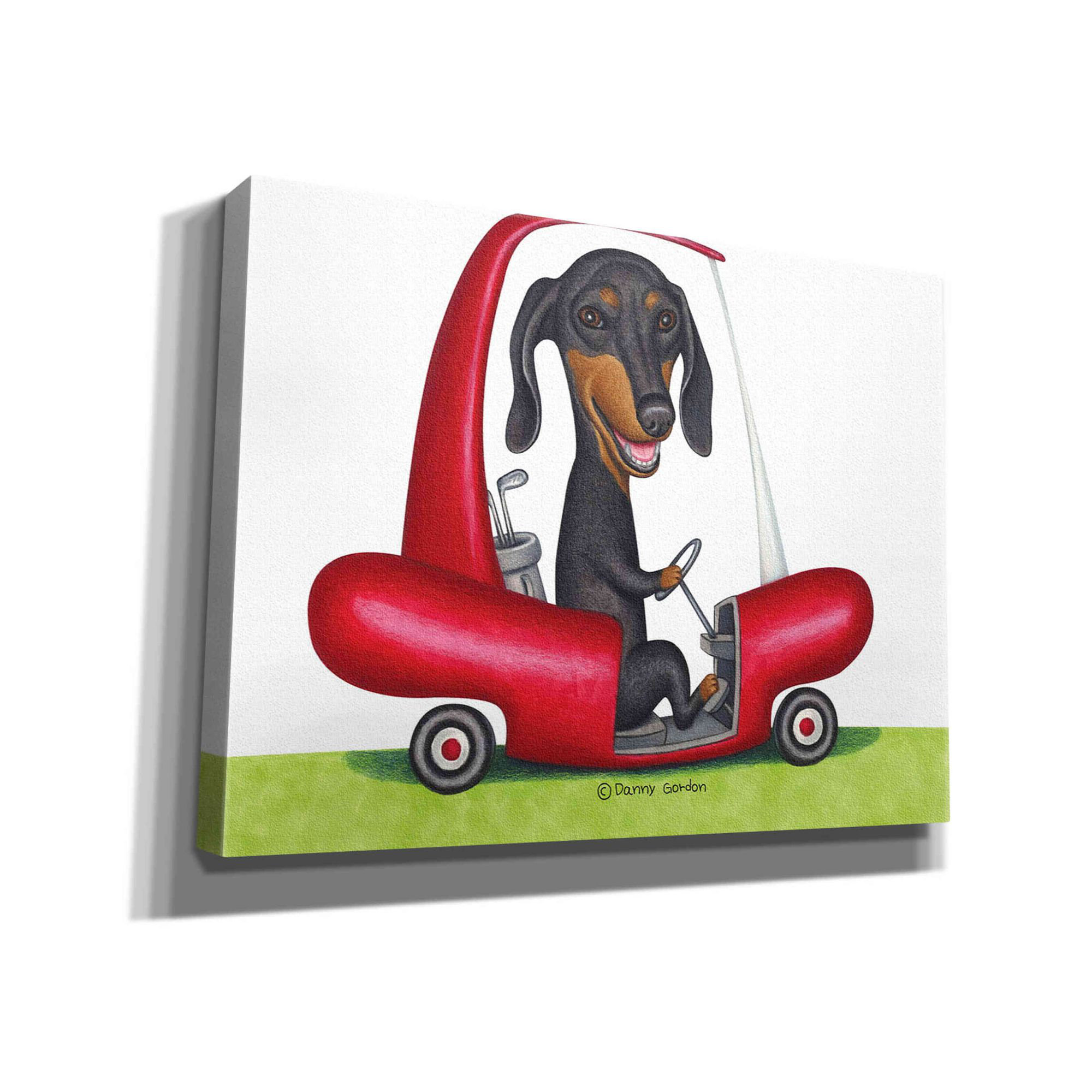 Trinx 'Black Dachshund In Golf Cart' By Danny Gordon Art - Wayfair Canada