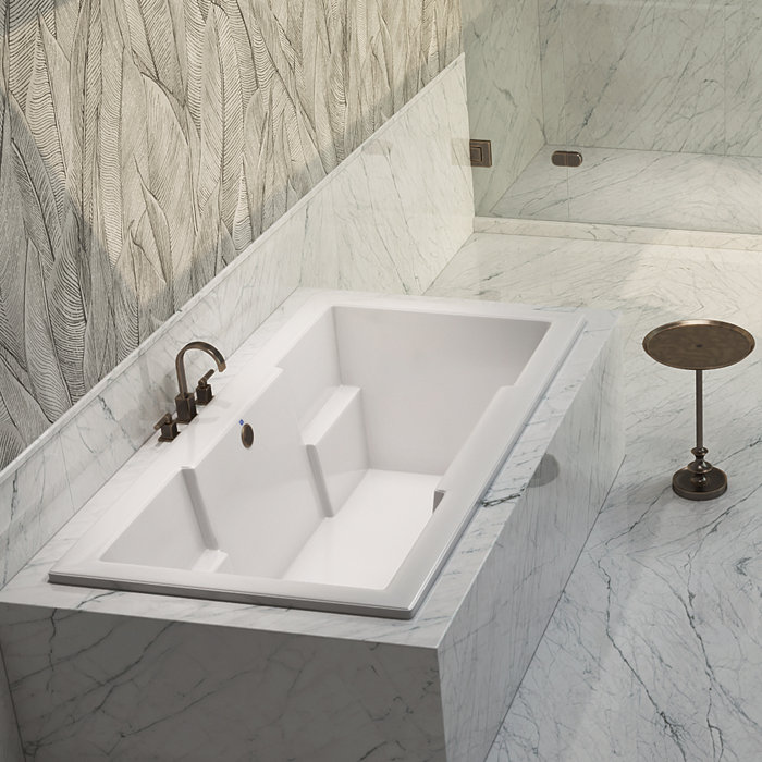 Malibu Home Laguna 66" x 42" Drop In/Undermount Soaking Acrylic Bathtub ...