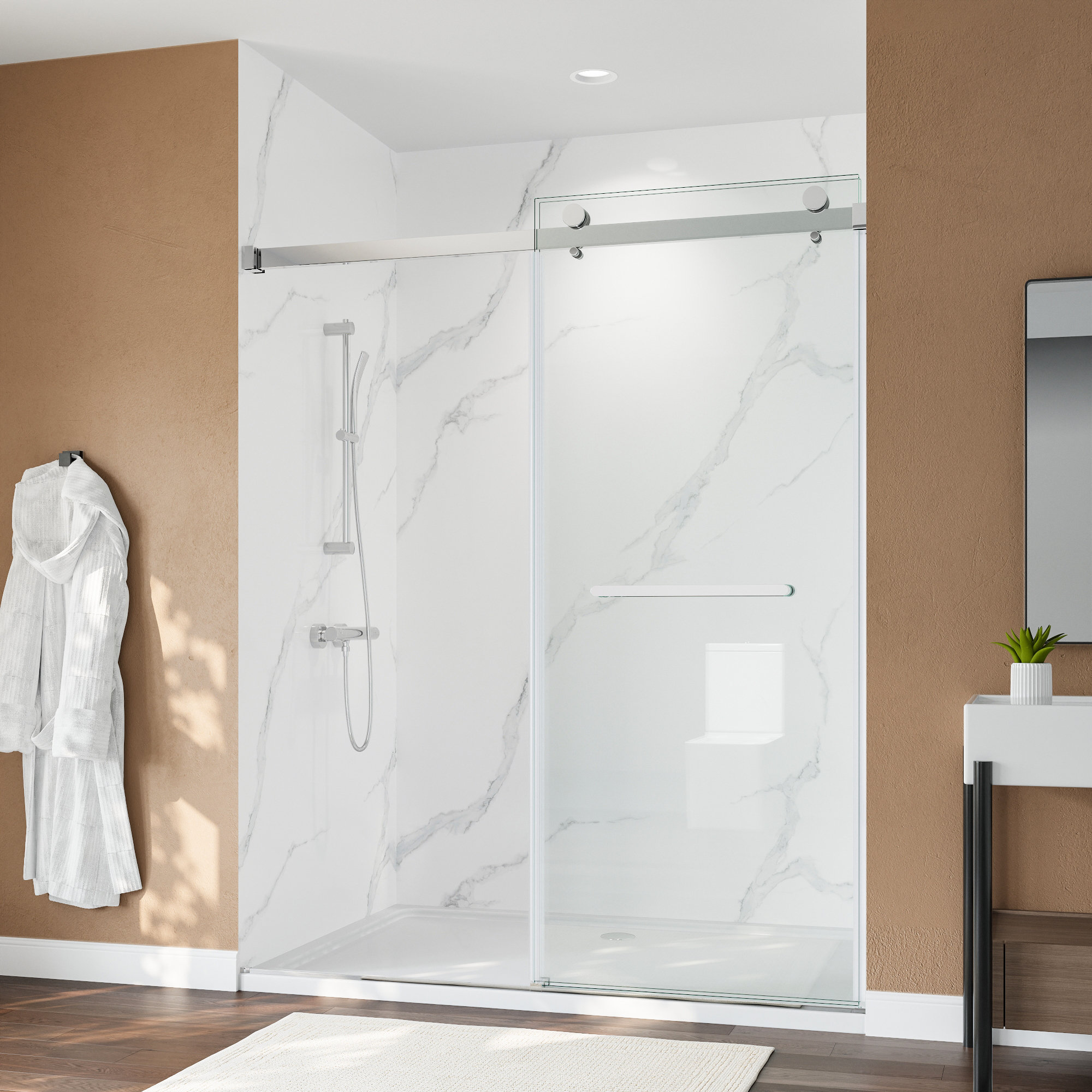 BOSTINS 60''W X 75''H Sliding Frameless Shower Door With 5/16''(8 Mm ...