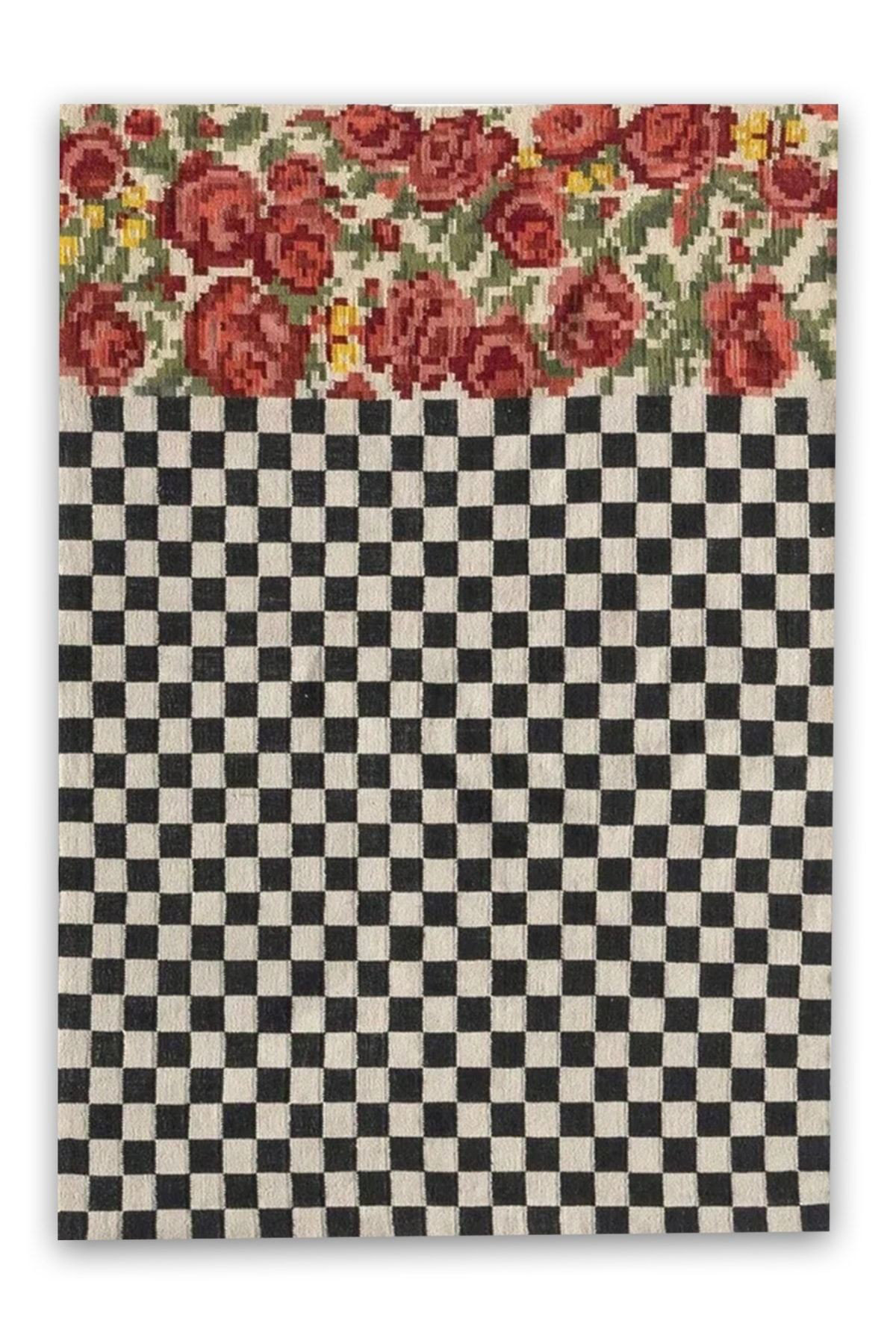 Hokku Designs Checkerboard and Red Roses Theme Printed Woven Base ...