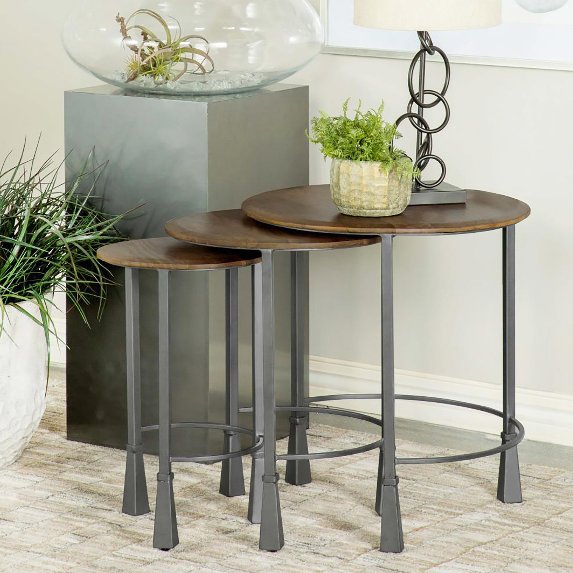 Corrigan Studio Space Nesting Tables - Mango Wood & Gunmetal Iron ...