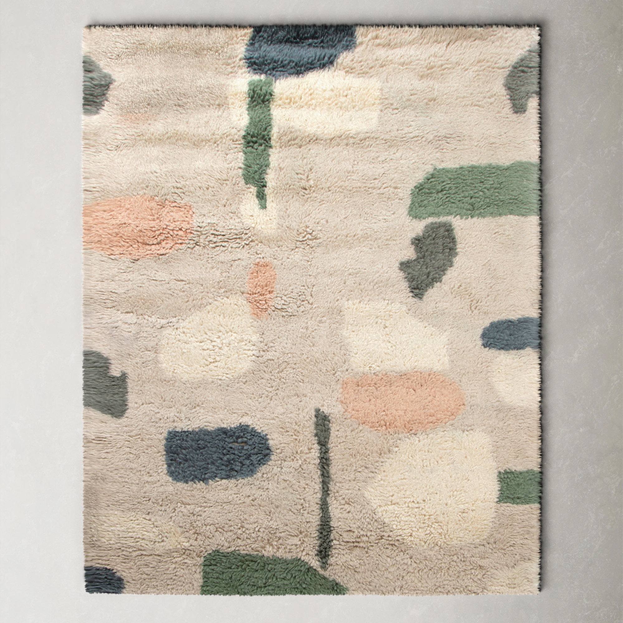 AllModern Short Geometric Handmade Shag Wool Cream Area Rug | Wayfair