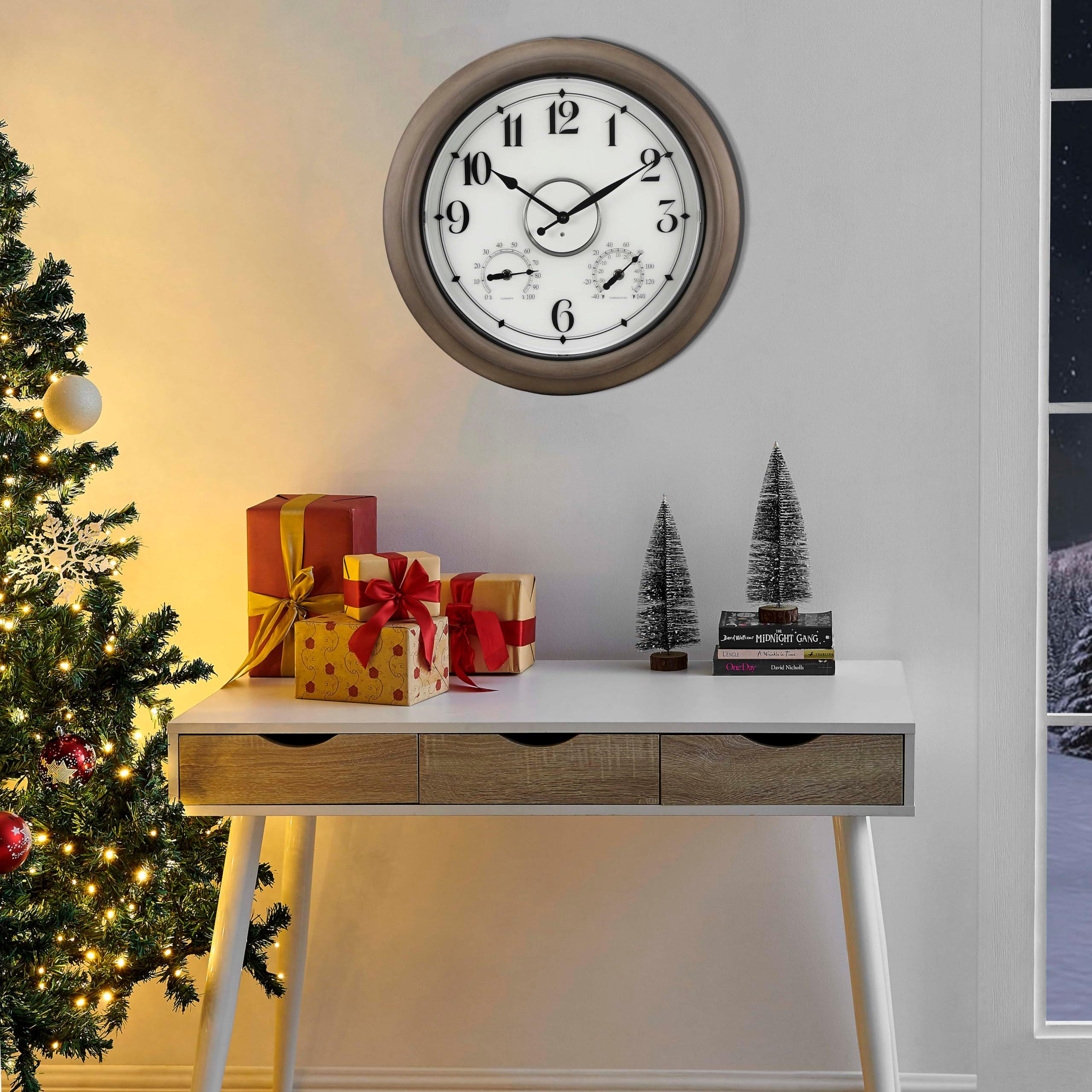 One Allium Way Illuminated Outdoor Clocks Waterproof 18 Inch With Smart ...