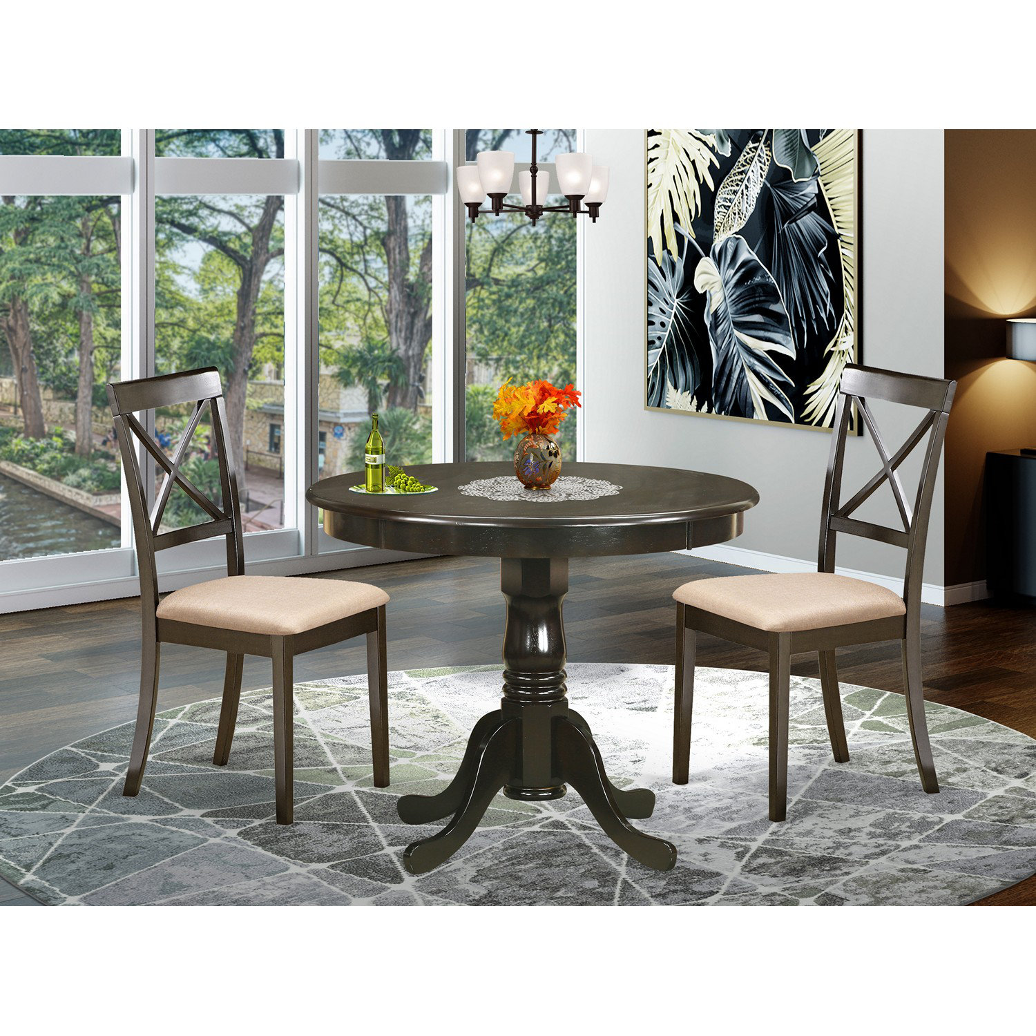 Charlton Home® Steck 3 - Piece Solid Wood Pedestal Dining Set & Reviews ...