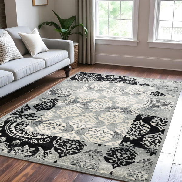 Fleur De Lis Living Evan Grey/Black Indoor Area Rug & Reviews - Wayfair ...