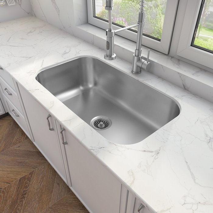 Sinber 31" x 18" Undermount Single Bowl Kitchen Sink with 18 Gauge 304 ...