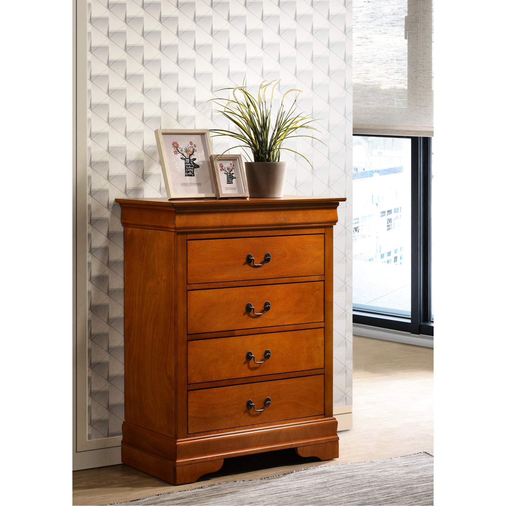 World Menagerie Oak 4 Drawer Bedroom Chest By Glory Furniture G3160 ...