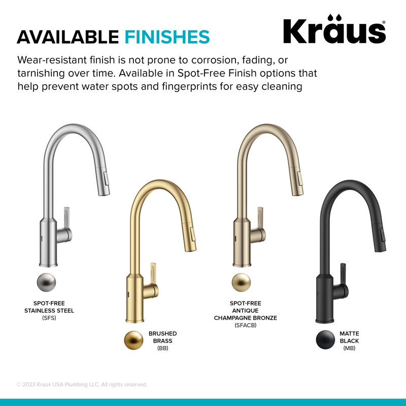 KRAUS Oletto Touchless Sensor Pull-Down Single Handle Kitchen Faucet ...