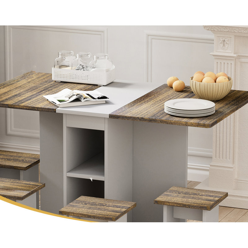 Ebern Designs 5 Pieces Folding Extendable Dining Table Set With 4 ...