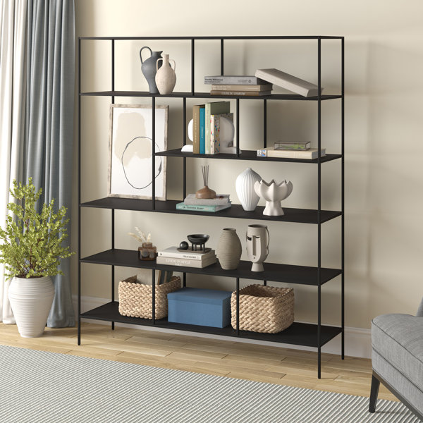 Latitude Run® Mayores 72" Tall Rectangular Bookcase in Blackened Bronze ...
