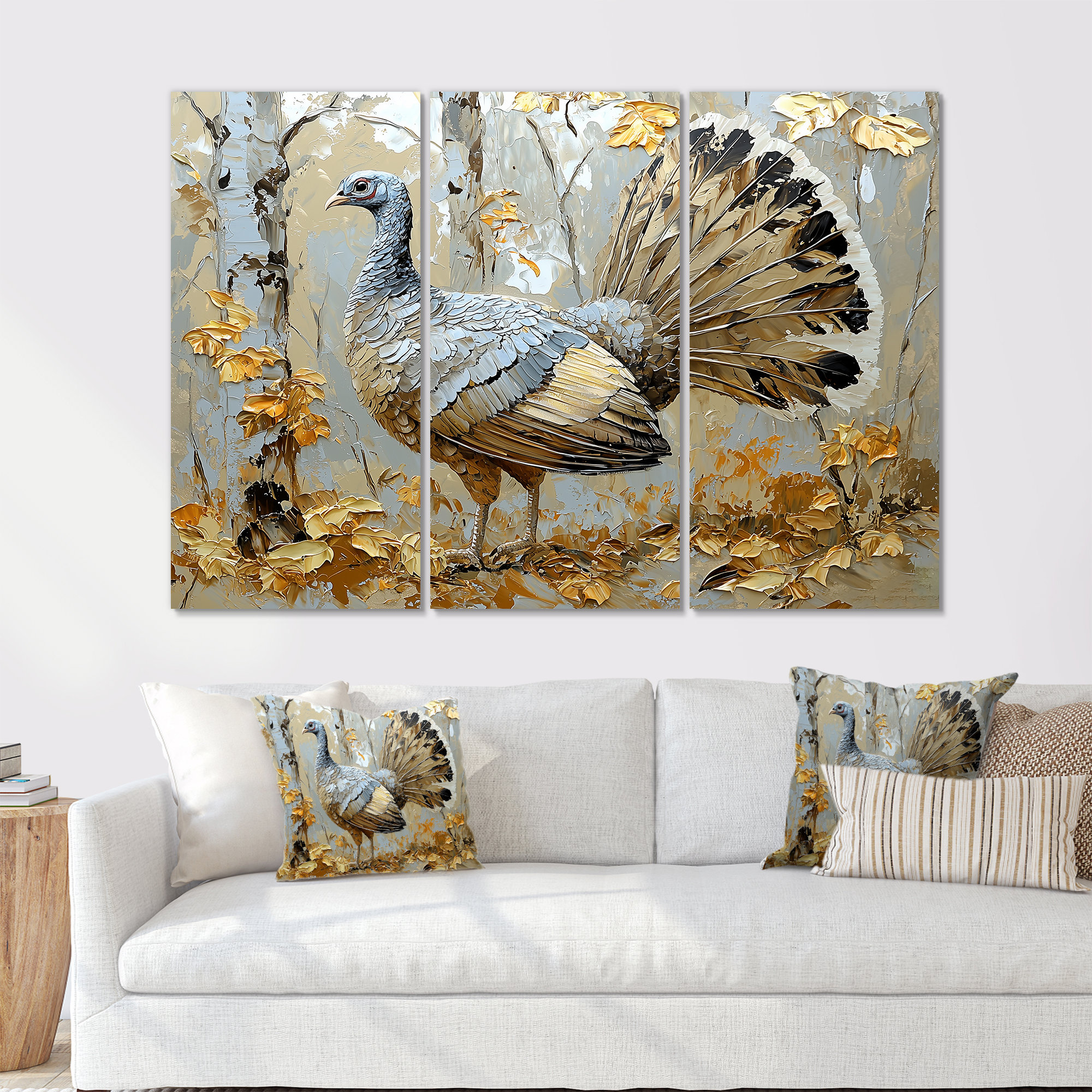 House of Hampton® Gold Woodland Majesty Turkey - Turkey Wall Art Living ...