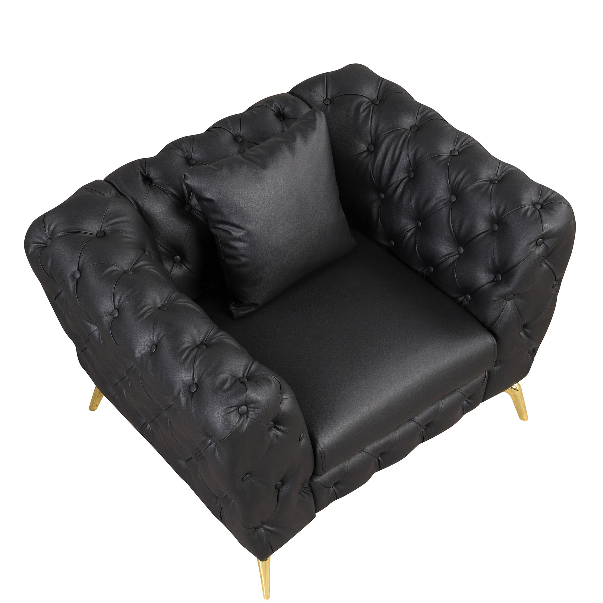 Mercer41 Sophisticated Sofa With Button Tufted Back And Durable Metal ...