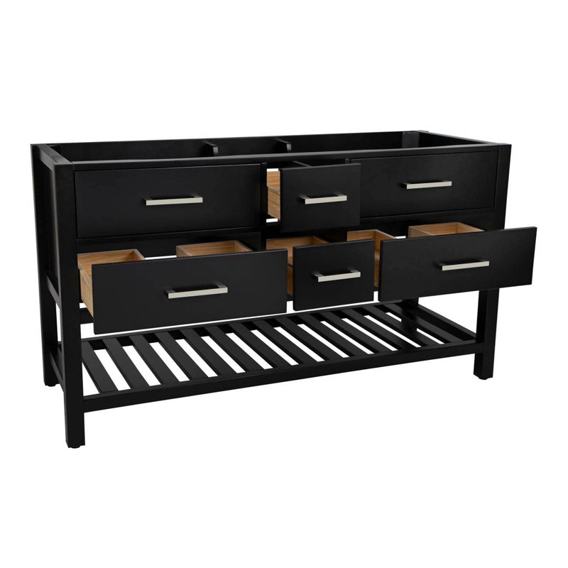 Red Barrel Studio® 59" Double Bathroom Vanity Base in Black | Wayfair