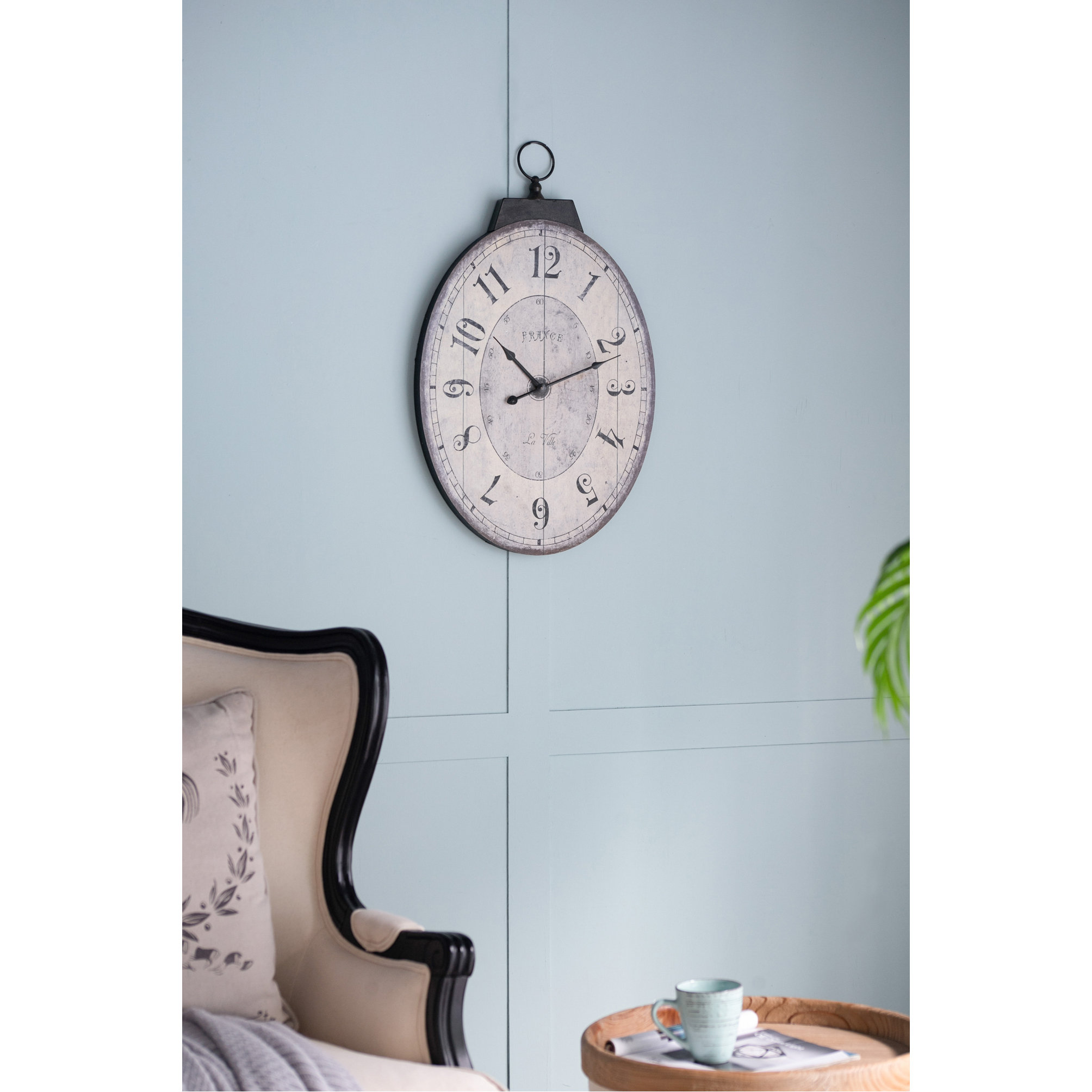 Gracie Oaks Oval Wall Clock, Traditional Vintage Home Decor Clock | Wayfair