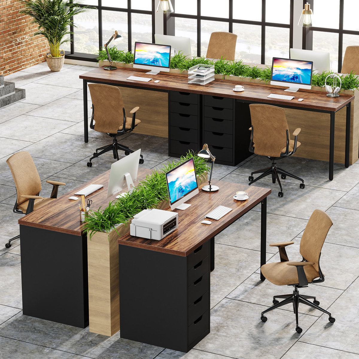 Ebern Designs Nagore 47'' Computer Desk With 5 Drawers & Reviews | Wayfair