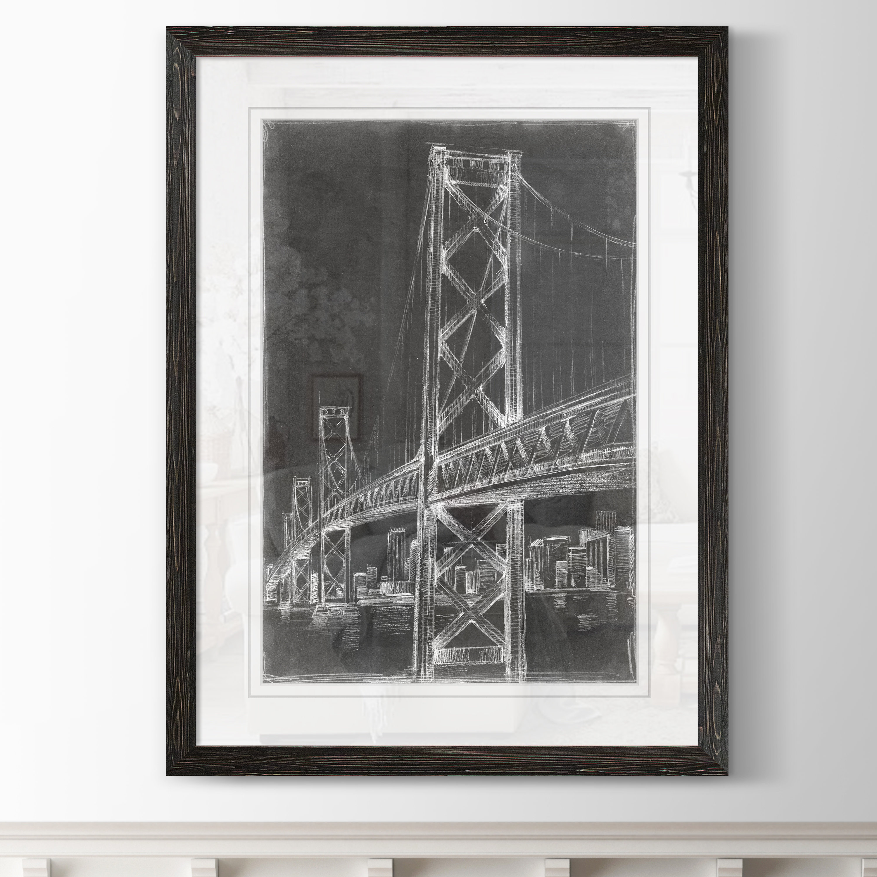 Williston Forge Suspension Bridge Blueprint II - Picture Frame Painting ...