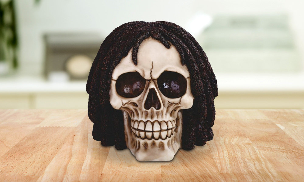 Trinx Jodon 6.25"W Skull with Curly Hair Figurine Unique Gifts | Wayfair