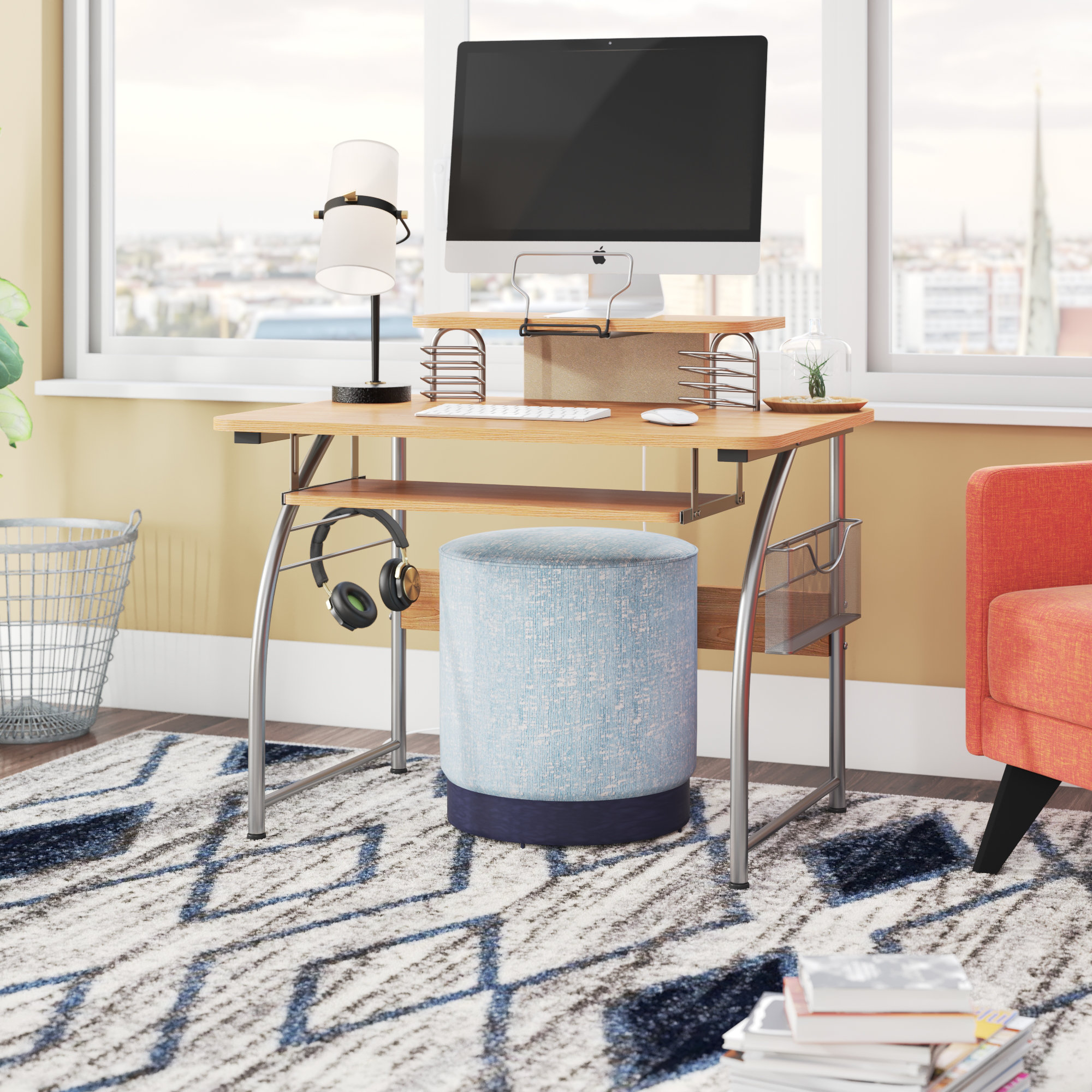 Inbox Zero Upper Shelf Laminate Computer Desk & Reviews | Wayfair