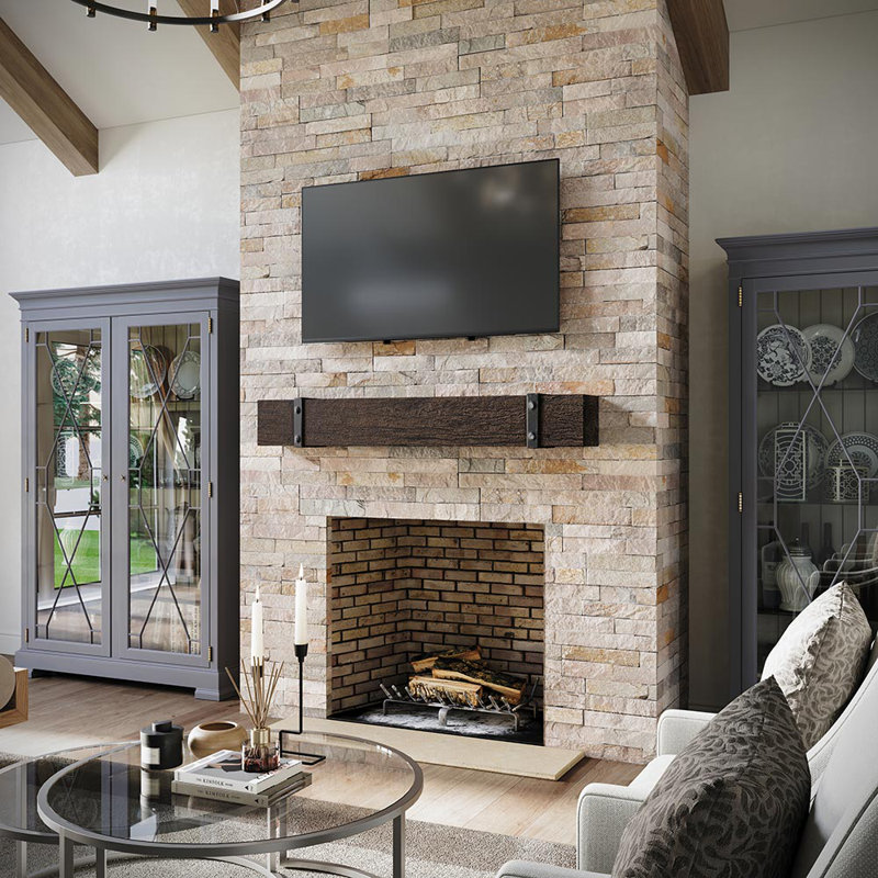 Modern Ember Thermastone Concrete Fireplace Mantel Shelf | Banded Style ...