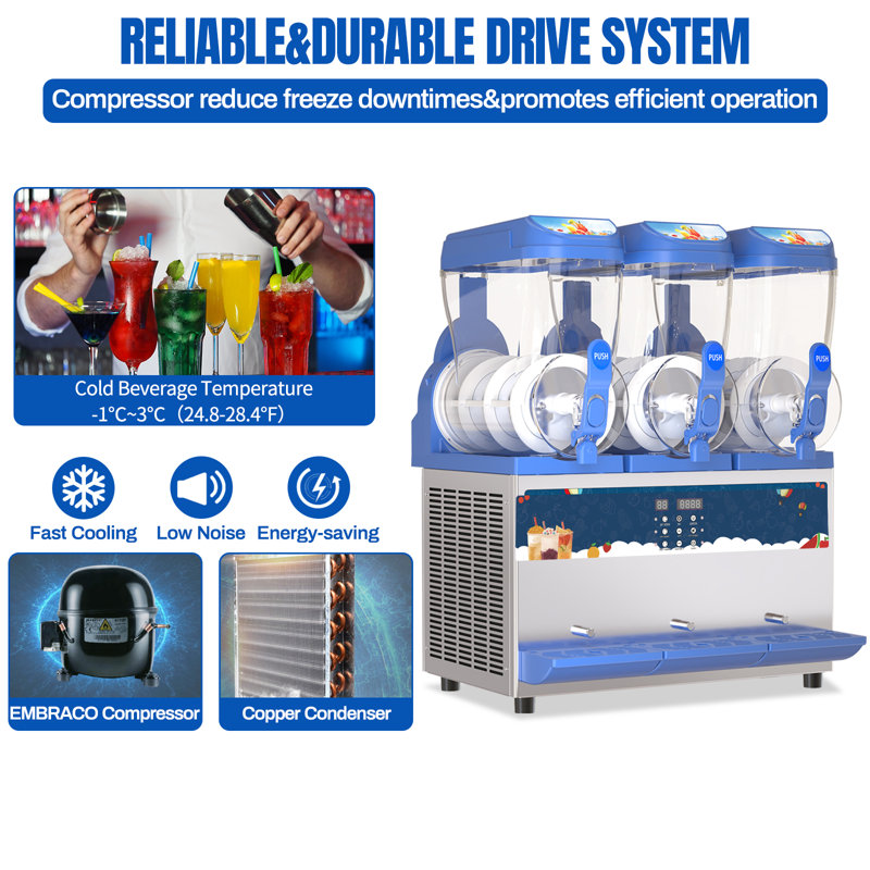 XPW Countertop Snow Cone Machine 1200W 45L Tanks Commercial Slushy ...