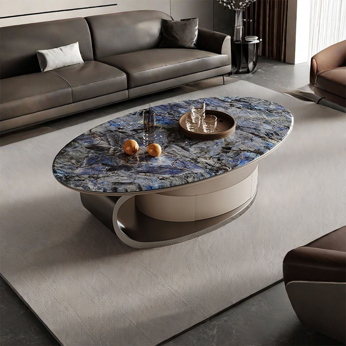 Orxva Galaxy Oval supercrystalline stone coffee table | Wayfair