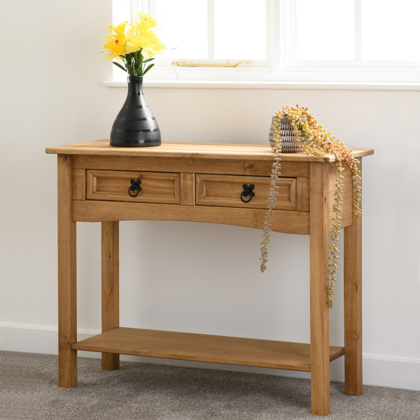 Millwood Pines Farmhouse 32.70'' Solid Wood Console Table, 2 Drawers 1 ...