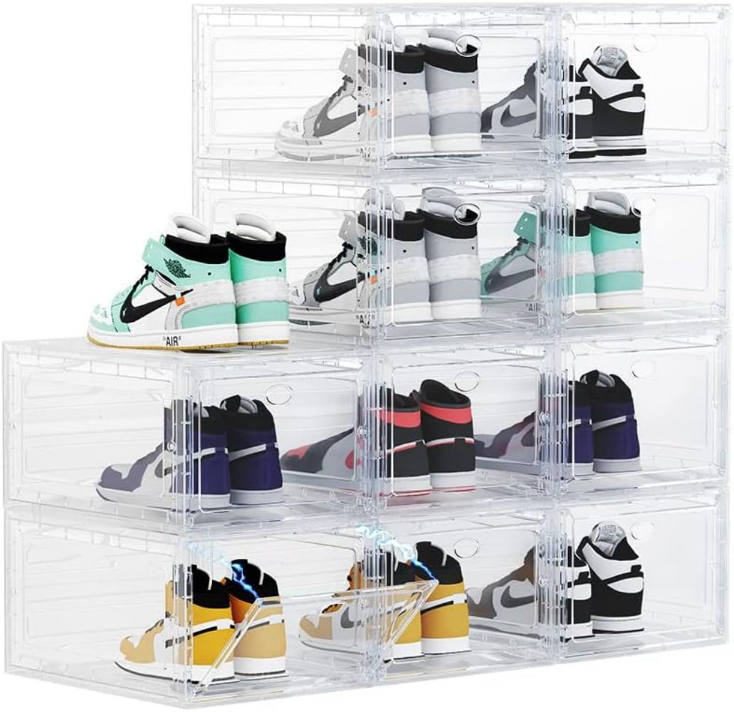 Rebrilliant Large Clear Plastic Shoe Boxes Stackable Organizing Sneaker ...