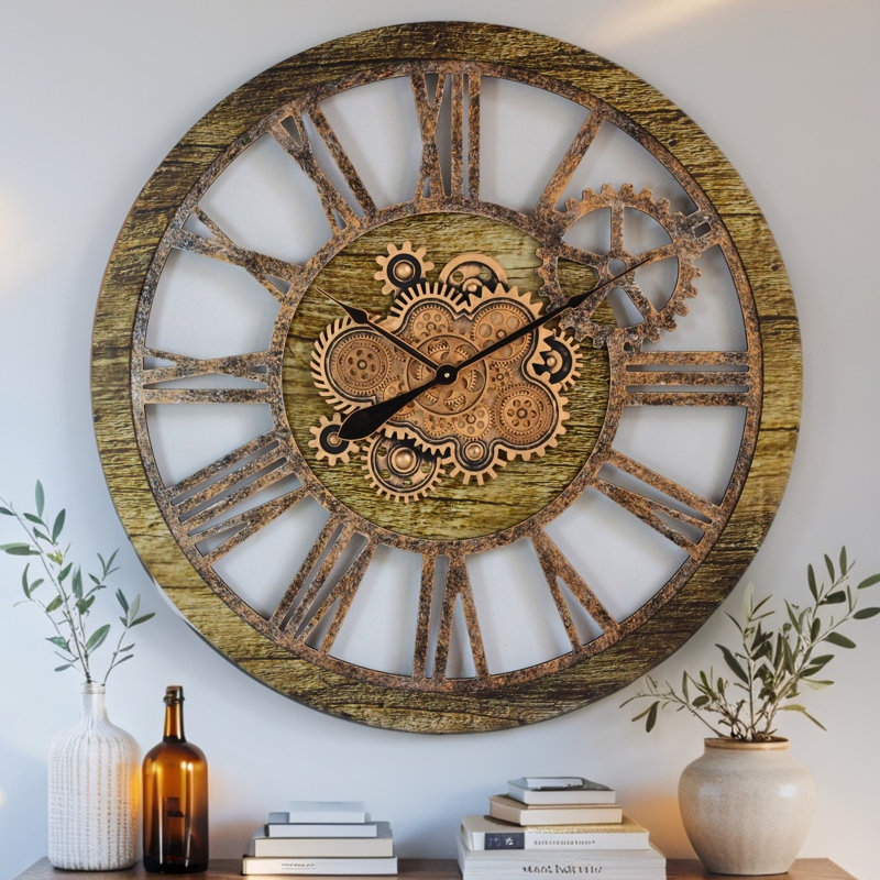 The Gears Clock Wall Clock 36" Round Oversized for Living Room decor ...