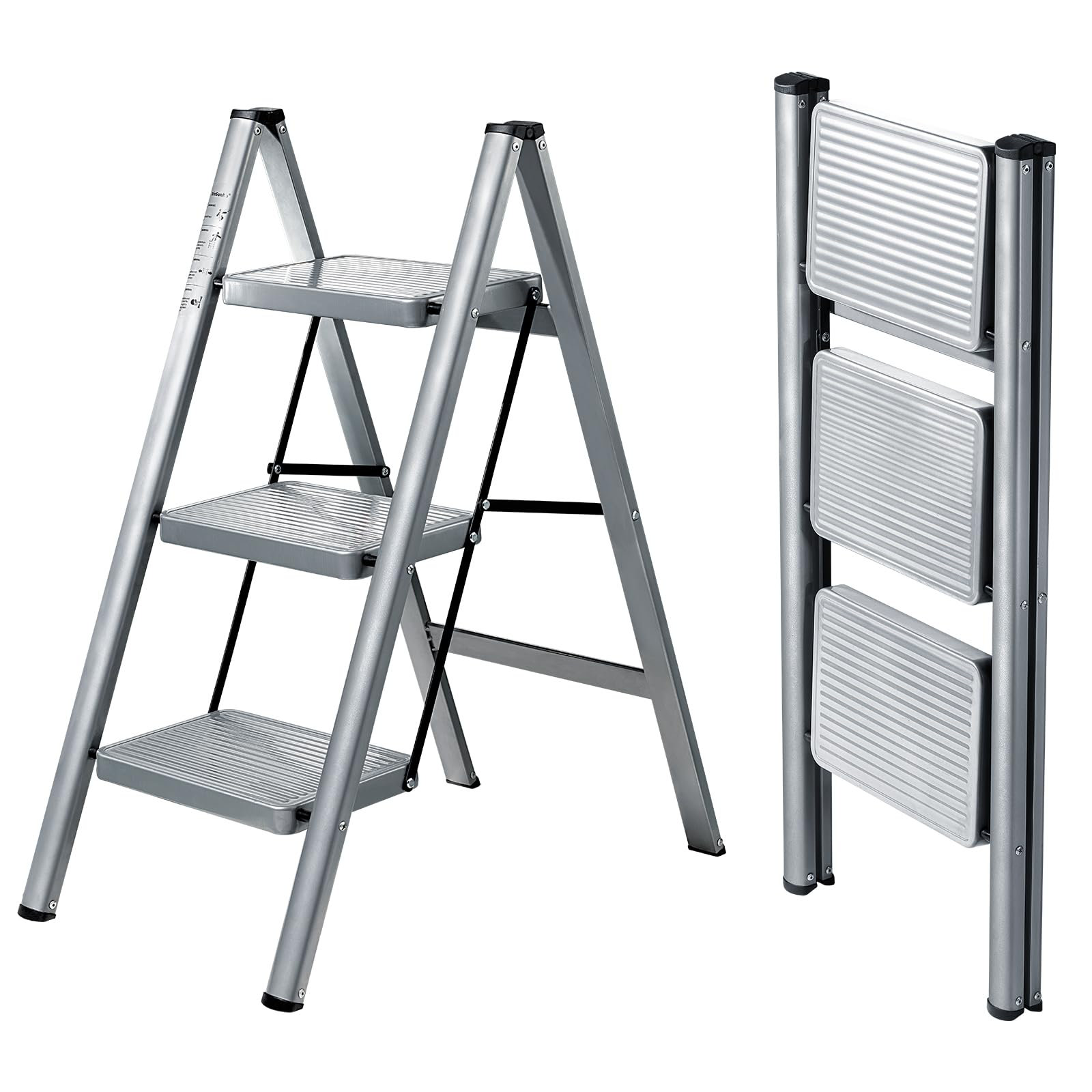 Latitude Run® 3 Step Ladder, Folding Step Stool With Anti-Slip Wide ...