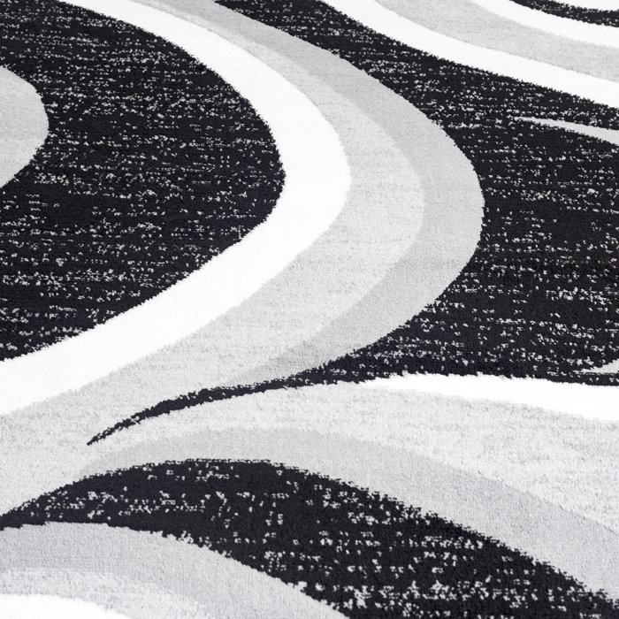 Orren Ellis Calista Abstract Gray/Black Area Rug & Reviews | Wayfair