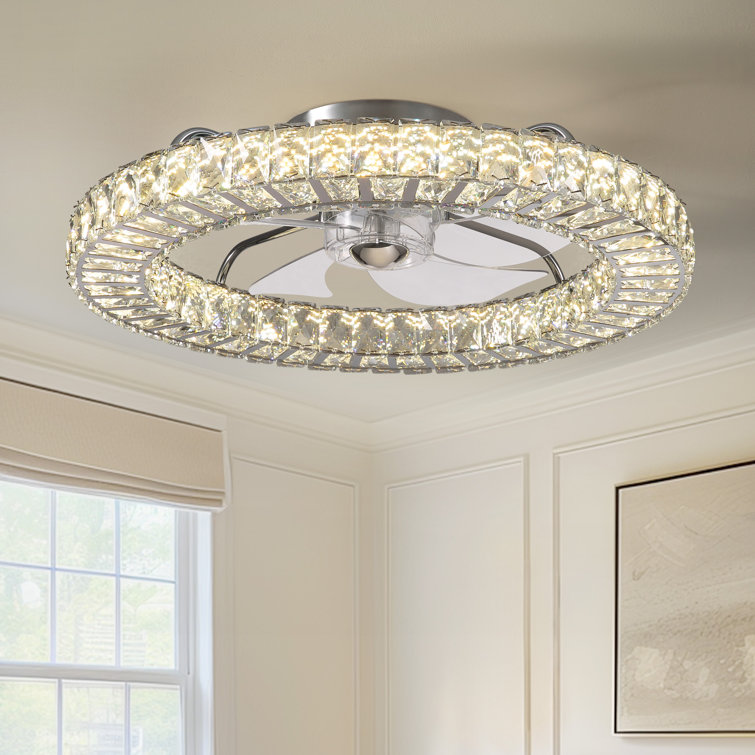 Mercer41 22" Hudman Dimmable Crystal Ceiling Fan with LED Lights ...