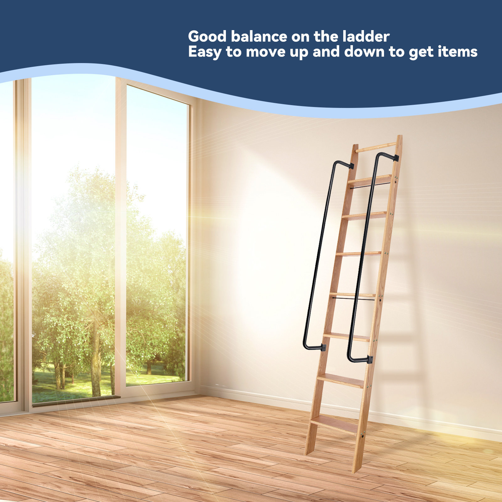 17 Stories 4 Pcs 54 7/8 Inch Black Ladder Handrails Metal Playground ...