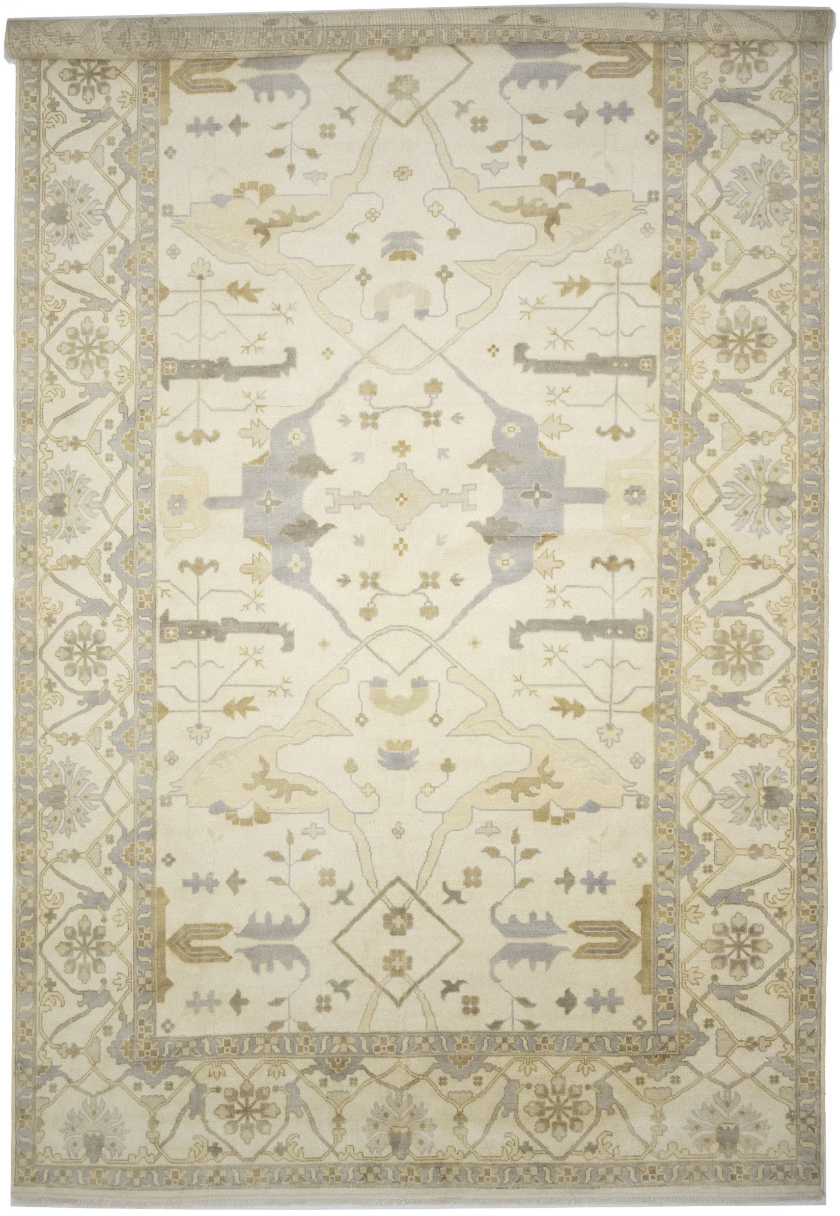 One Allium Way® Oversized Oushak Oriental Rug 12X20 Floral Cream Muted ...